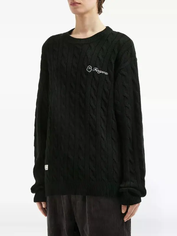 FINGERCROXX Cable-knit Embroidered Sweater