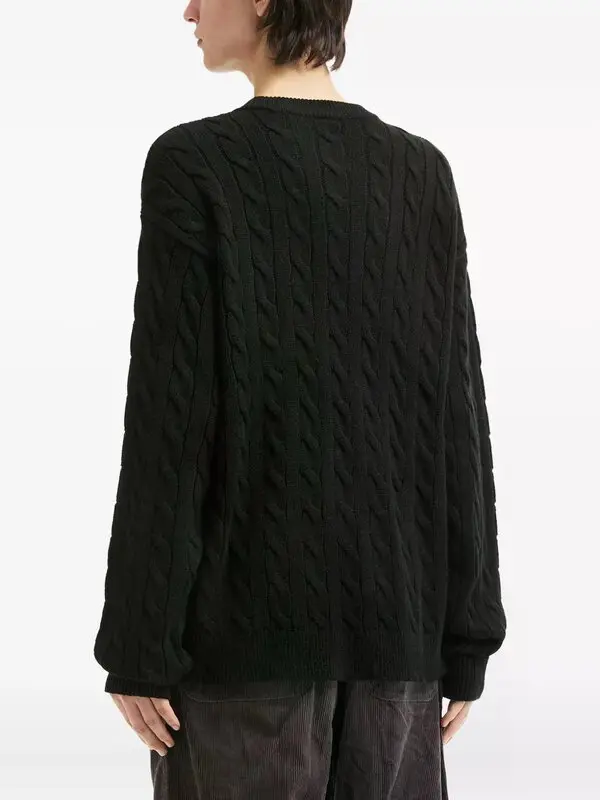 FINGERCROXX Cable-knit Embroidered Sweater