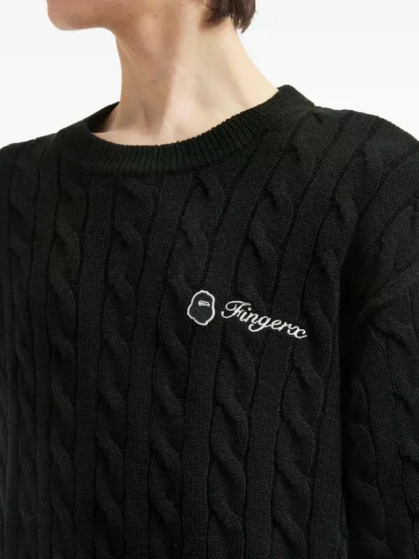 FINGERCROXX Cable-knit Embroidered Sweater
