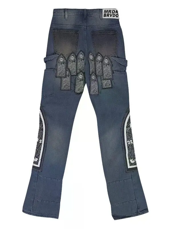 WHO DECIDES WAR BY EV BRAVADO Patched Jeans