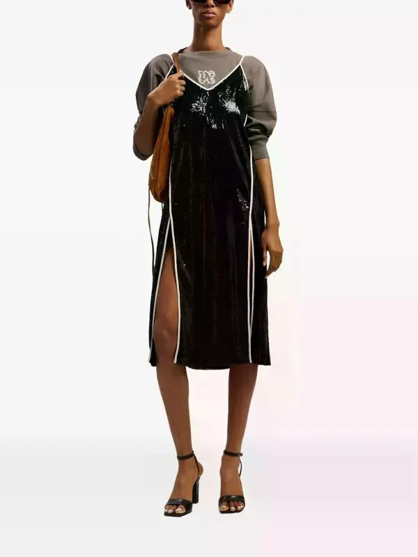 Palm Angels Sequinned Mini Dress With Split Detail