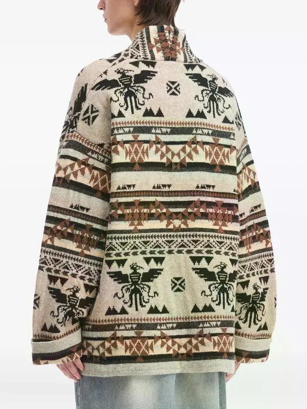 AFTERMATHS Patterned Open Cardigan