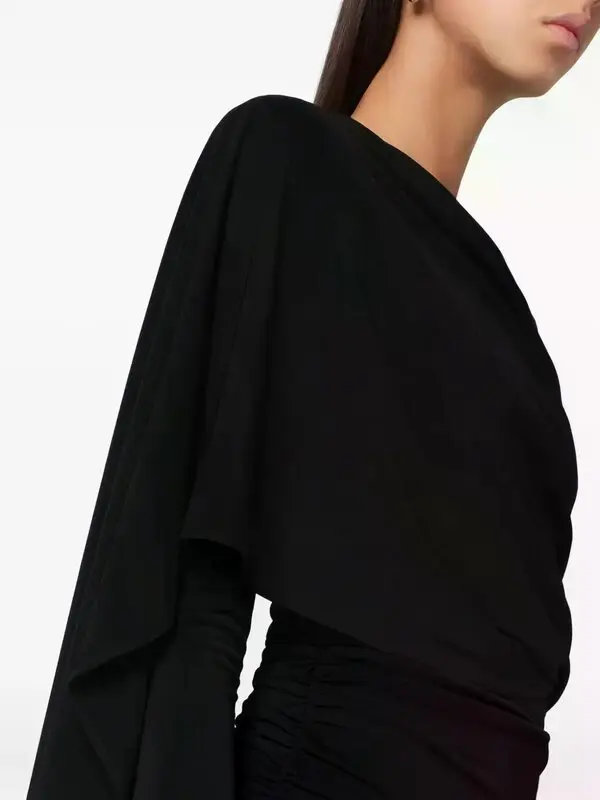 Andamane Draped Ruched Dress - Black