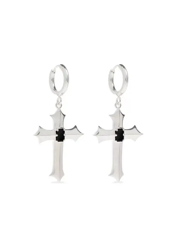 MISBHV Cross-pendant Hoop Earrings - Silver