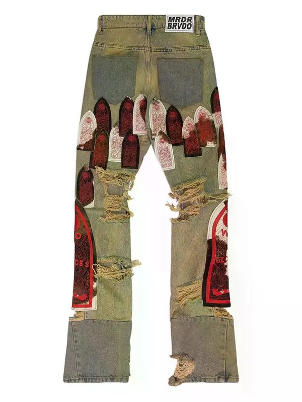 WHO DECIDES WAR BY EV BRAVADO Distressed Jeans