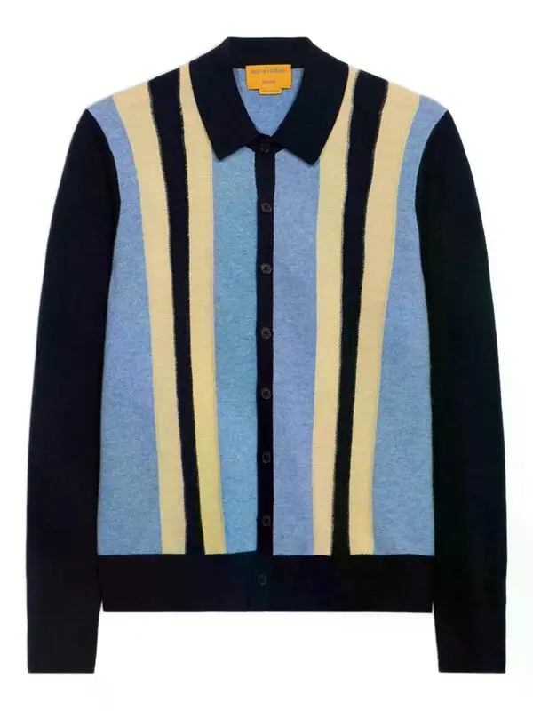 Guest In Residence Cashmere Striped Cardigan - Blue
