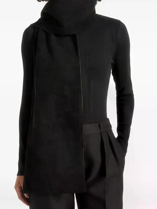 Manière De Voir Melia Reversible Eiffel-patch Scarf - Black