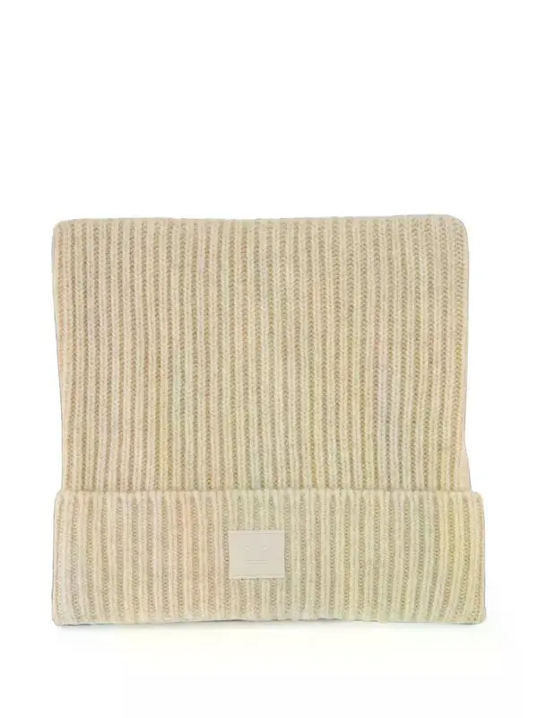 Acne Studios Ribbed Face-patch Beanie Hat - Grey
