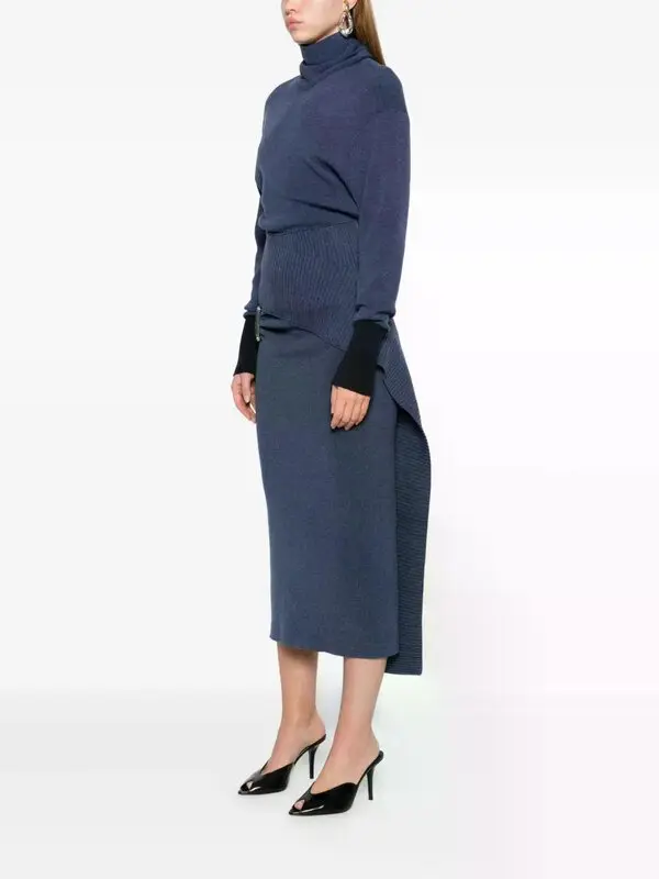 LANVIN Safety Pin-detail Roll-neck Dress - Blue