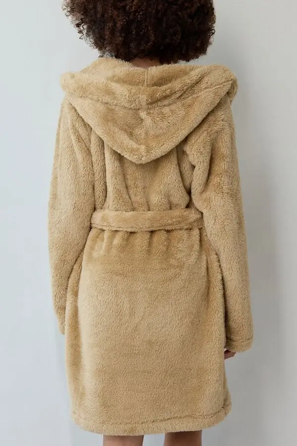 UGG Aarti Plush Fleece Hooded Robe - Sand