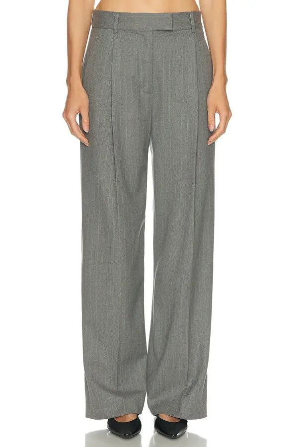 Renggli Pinstripe Trouser - Pebble & Jade