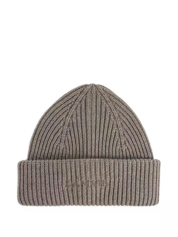 LANVIN Ribbed-knit Beanie - Grey