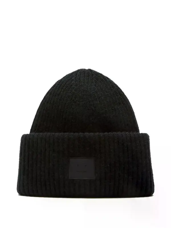 Acne Studios Ribbed Face-patch Beanie - Black
