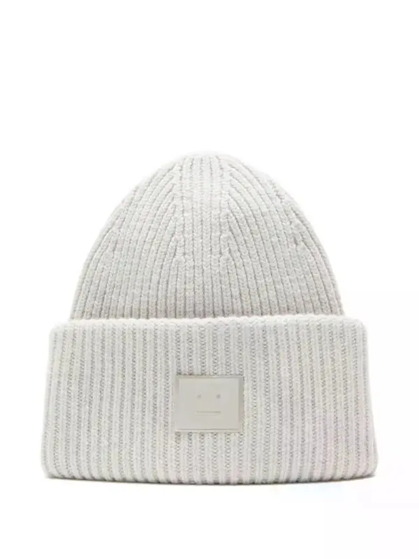 Acne Studios Ribbed Face-patch Beanie - Grey