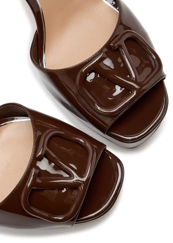 Valentino Garavani Vlogo 120 Glossed Leather Platform Sandals