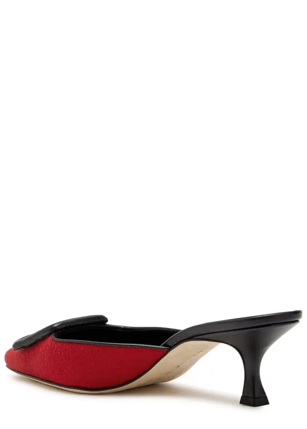 Manolo Blahnik Maysalebi 50 Wool And Leather Mules