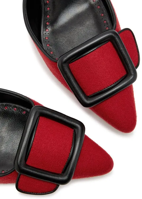Manolo Blahnik Maysalebi 50 Wool And Leather Mules