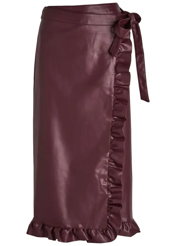 chinese dress ladies Never Fully Dressed Gold Vegan Leather Mini Wrap Skirt – Think Bubbles