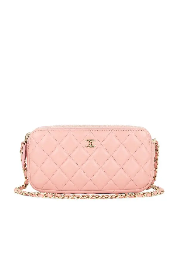 Chanel Lambskin Double Zip Clutch