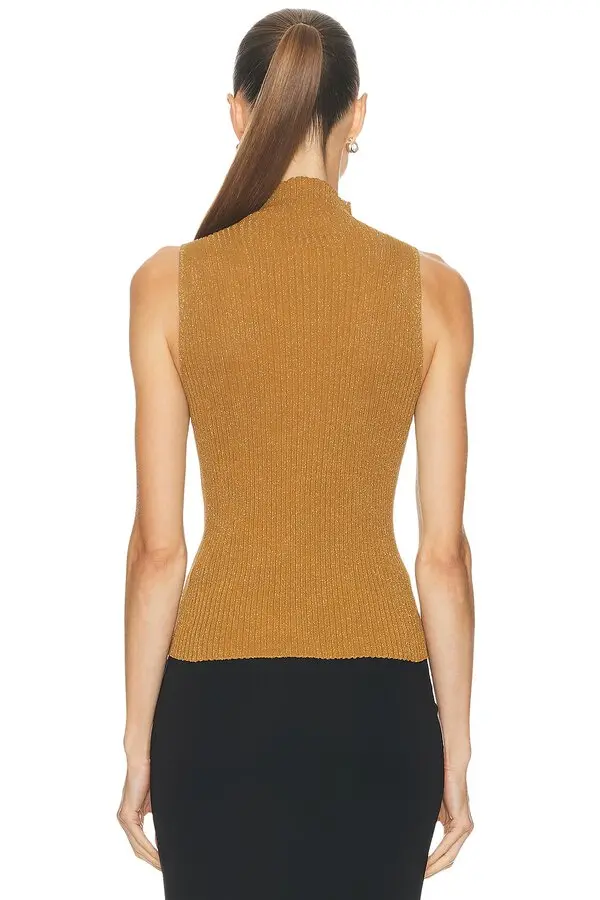 LESET Blake Rib Sleeveless Turtleneck Sweater - Bronze