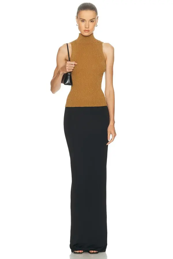 LESET Blake Rib Sleeveless Turtleneck Sweater - Bronze