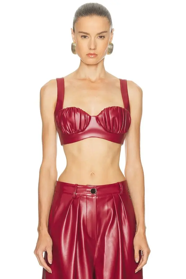 ROWEN ROSE Sleeveless Bralette Top In Wine