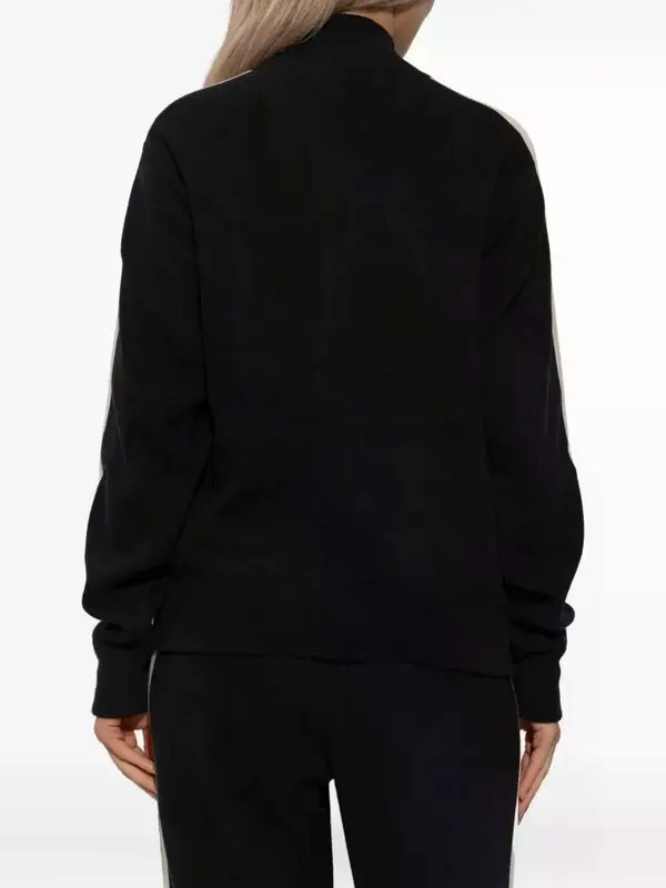 Palm Angels Striped Sleeve Zip-up Sweatshirt - Black