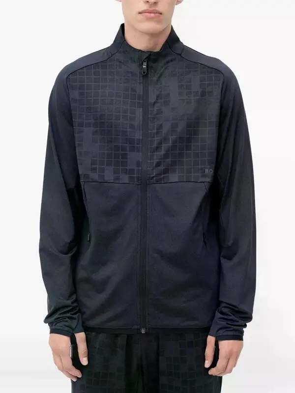 BOSS Grid Zip-up Sweater