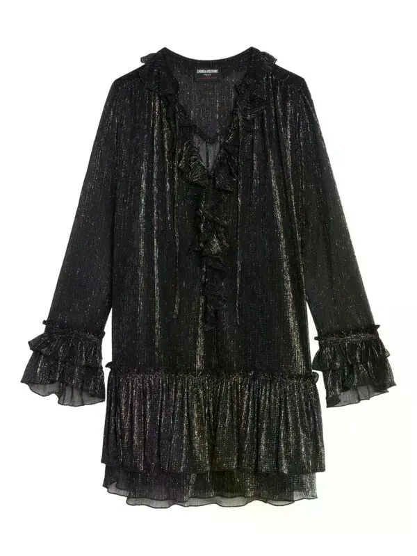Zadig&Voltaire Ralice Mini Dress In Chiffon With Metallic Fibres - Black