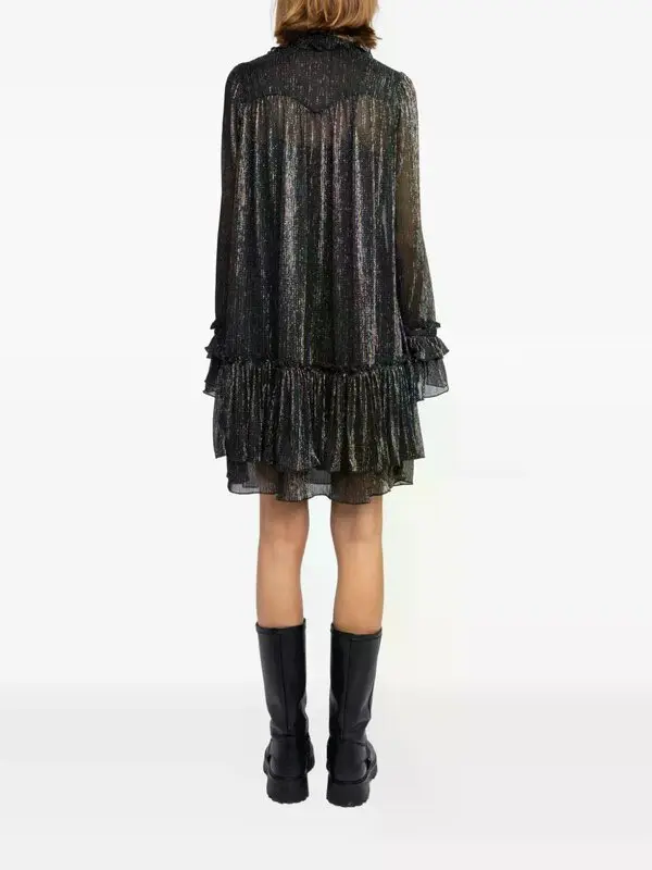 Zadig&Voltaire Ralice Mini Dress In Chiffon With Metallic Fibres - Black