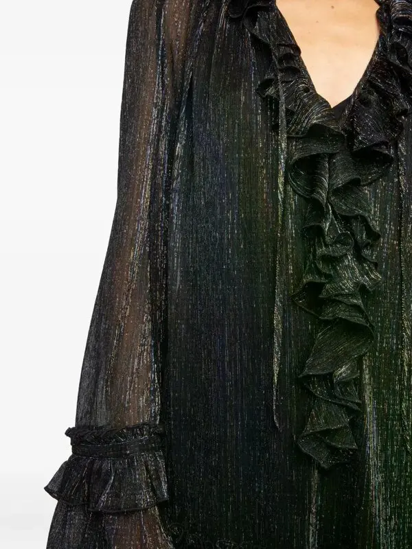 Zadig&Voltaire Ralice Mini Dress In Chiffon With Metallic Fibres - Black