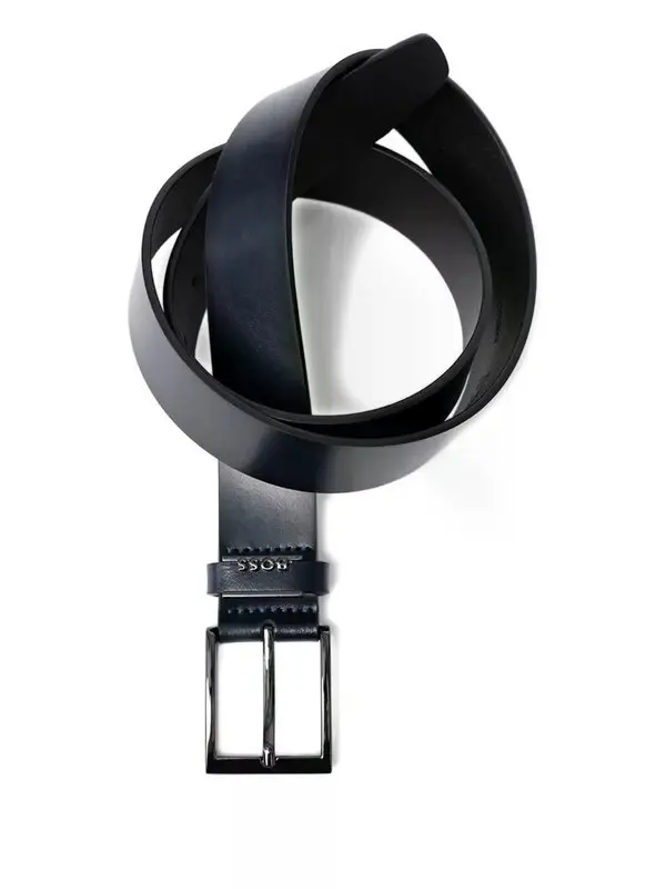 BOSS Square Buckle Leather Belt - Blue