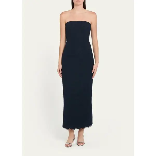 Oscar De La Renta Strapless Tweed Maxi Dress