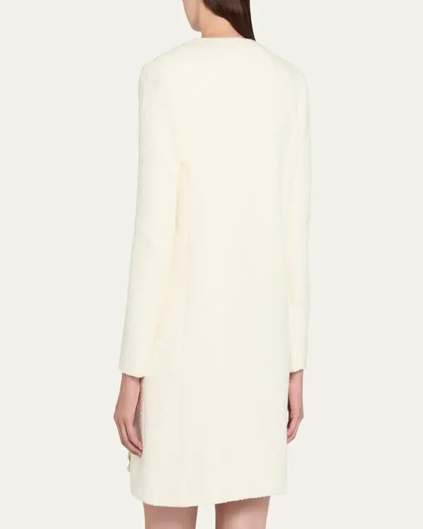 Oscar De La Renta Foxglove Embroidered Tweed Collarless Jacket