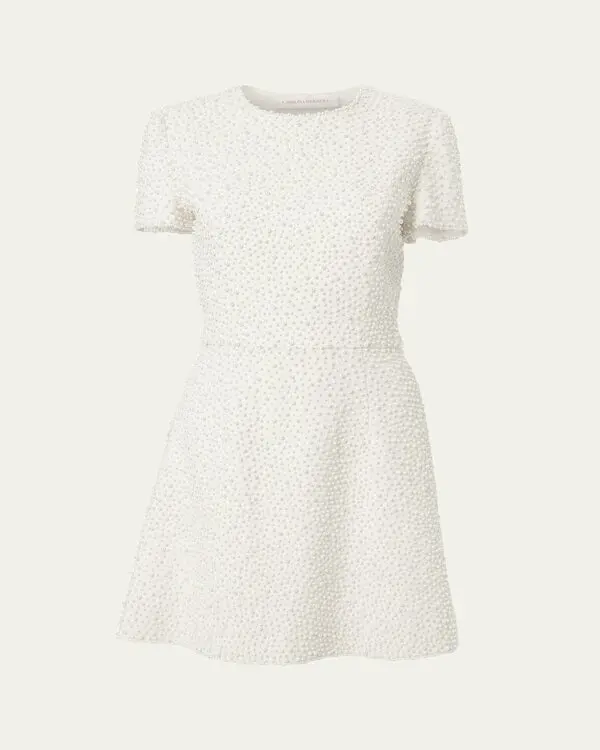 Carolina Herrera Pearly Embellished Mini Dress