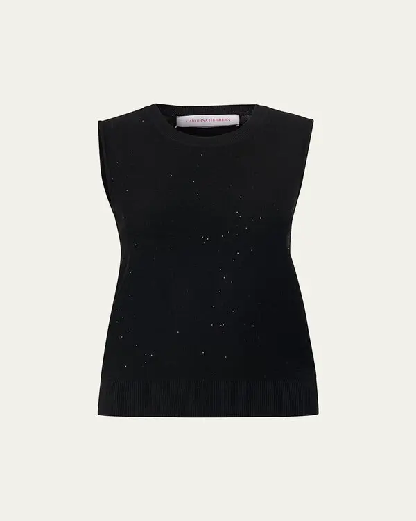 Carolina Herrera Sequined Wool-blend Tank Top