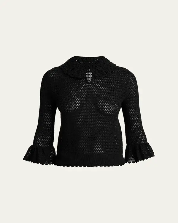 Chloé Lace Crochet Wool-blend Blouse