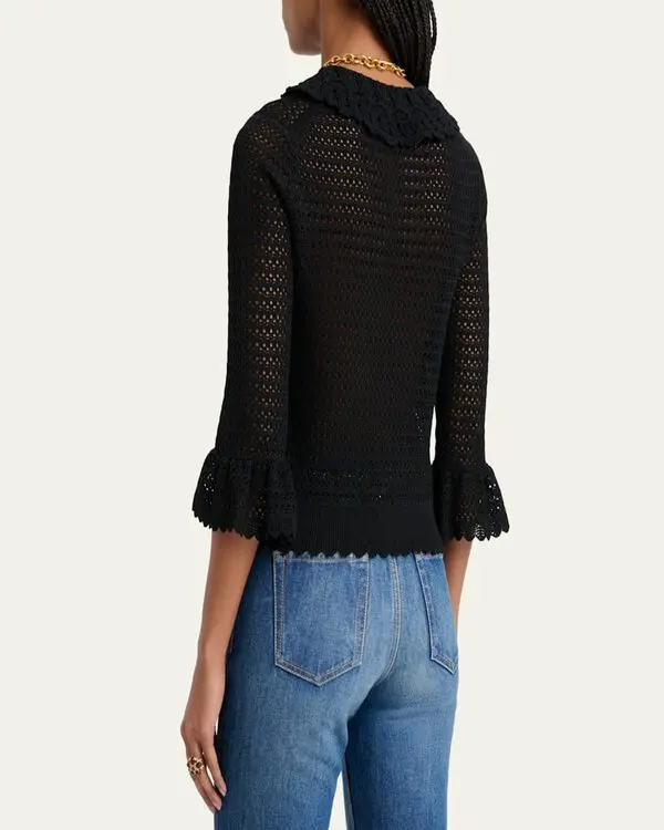 Chloé Lace Crochet Wool-blend Blouse