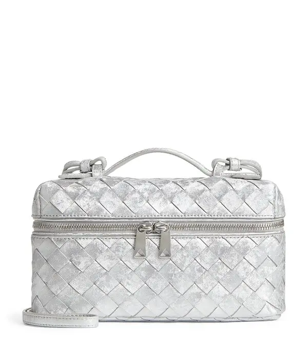 Bottega Veneta Leather Vanity Case Bag - Silver