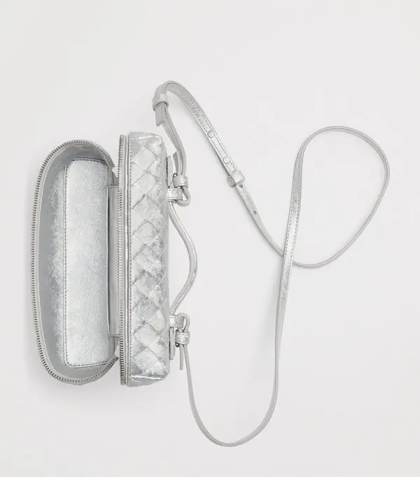 Bottega Veneta Leather Vanity Case Bag - Silver