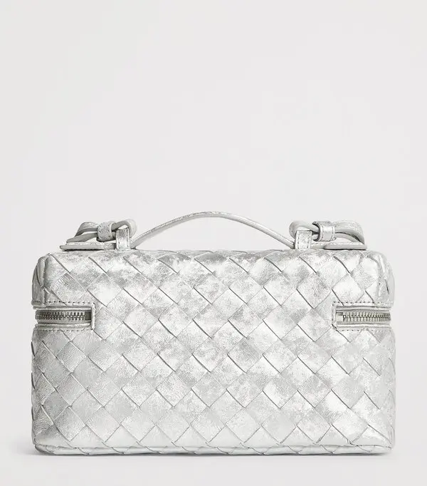 Bottega Veneta Leather Vanity Case Bag - Silver