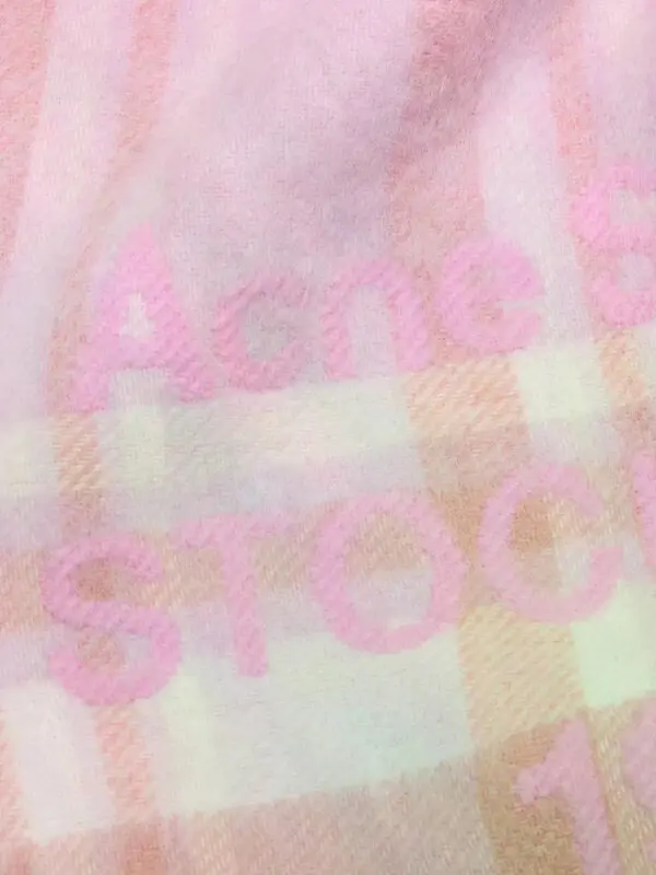 Acne Studios Check Fringed Scarf - Pink