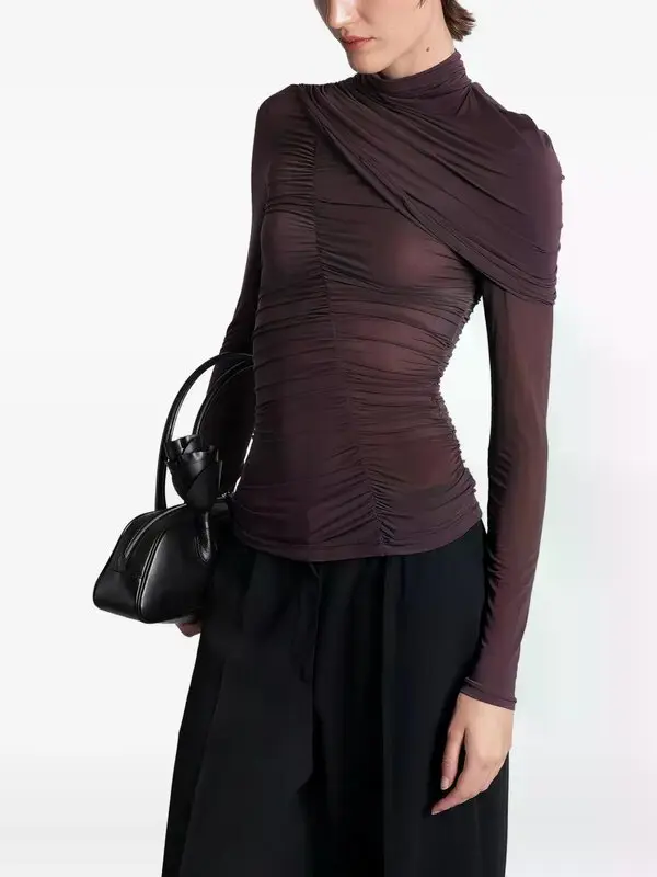 Magda Butrym Wine Ruched Cape-effect Top