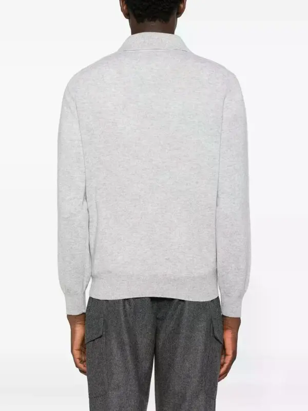 Brunello Cucinelli Long Sleeve Polo Sweater - Grey