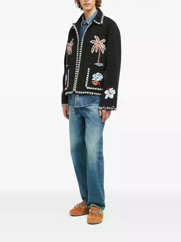 Alanui Embroidered Chain-trimmed Jacket - Black