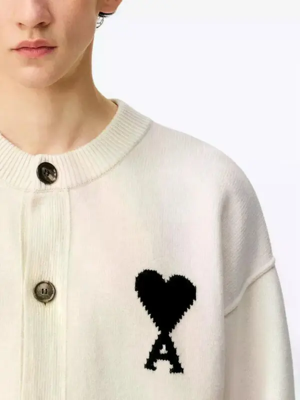 AMI Paris De Coeur Wool Cardigan