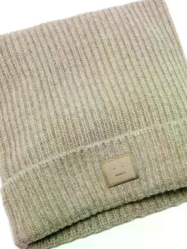 Acne Studios Ribbed Face-patch Beanie - Neutrals