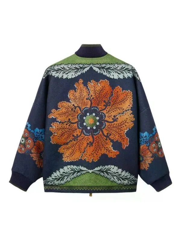 La DoubleJ Brooklyn Floral Print Bomber Jacket - Blue