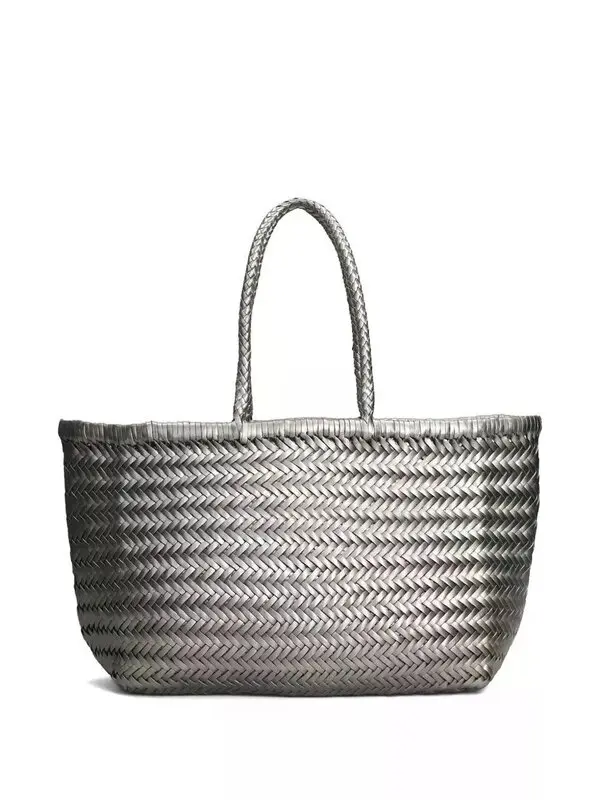 Dragon Diffusion Woven Leather Tote Bag - Silver