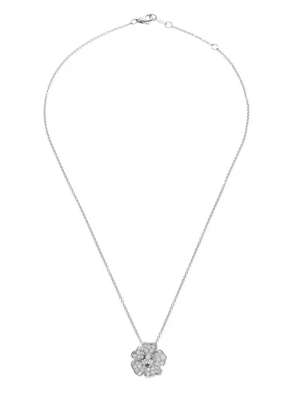 LEO PIZZO 18kt White Gold Diamond Floral Necklace - Silver